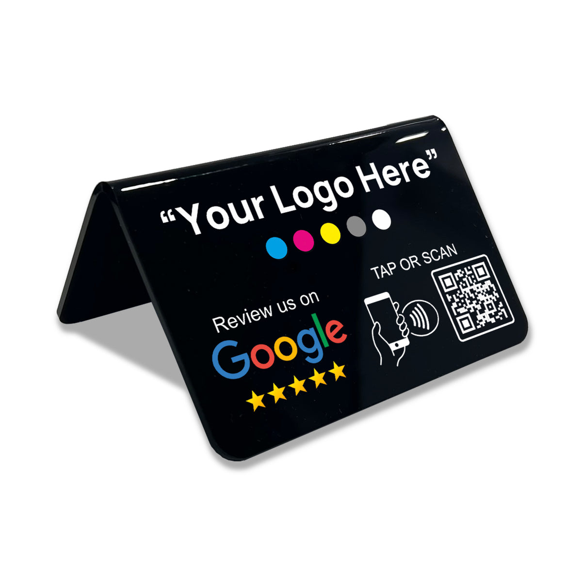 Google Review Table Talker V-Shape με το λογότυπό σας.